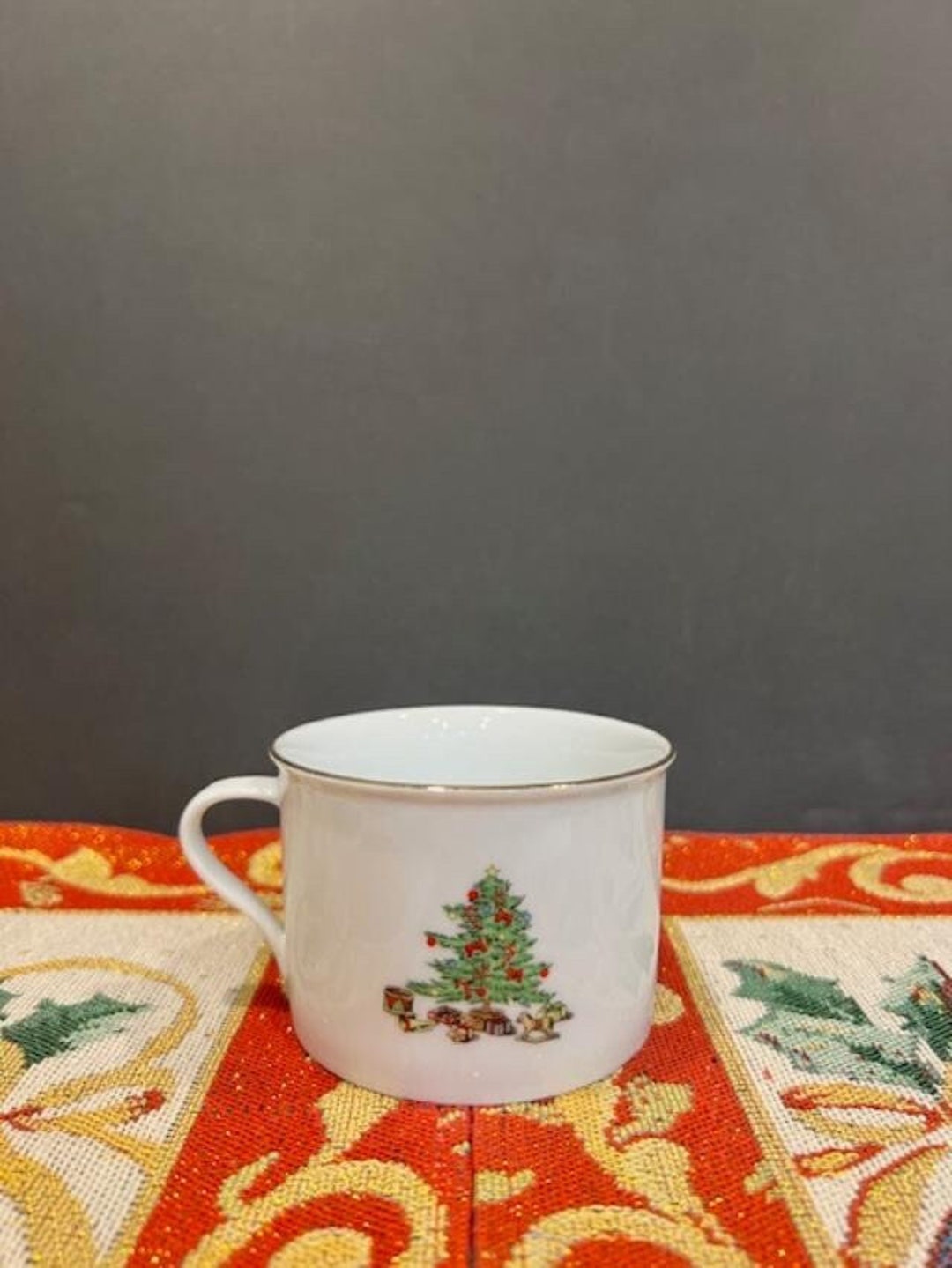 Vintage Holiday Hostess Flat Cup With Gold Trim by Tienshan - Etsy