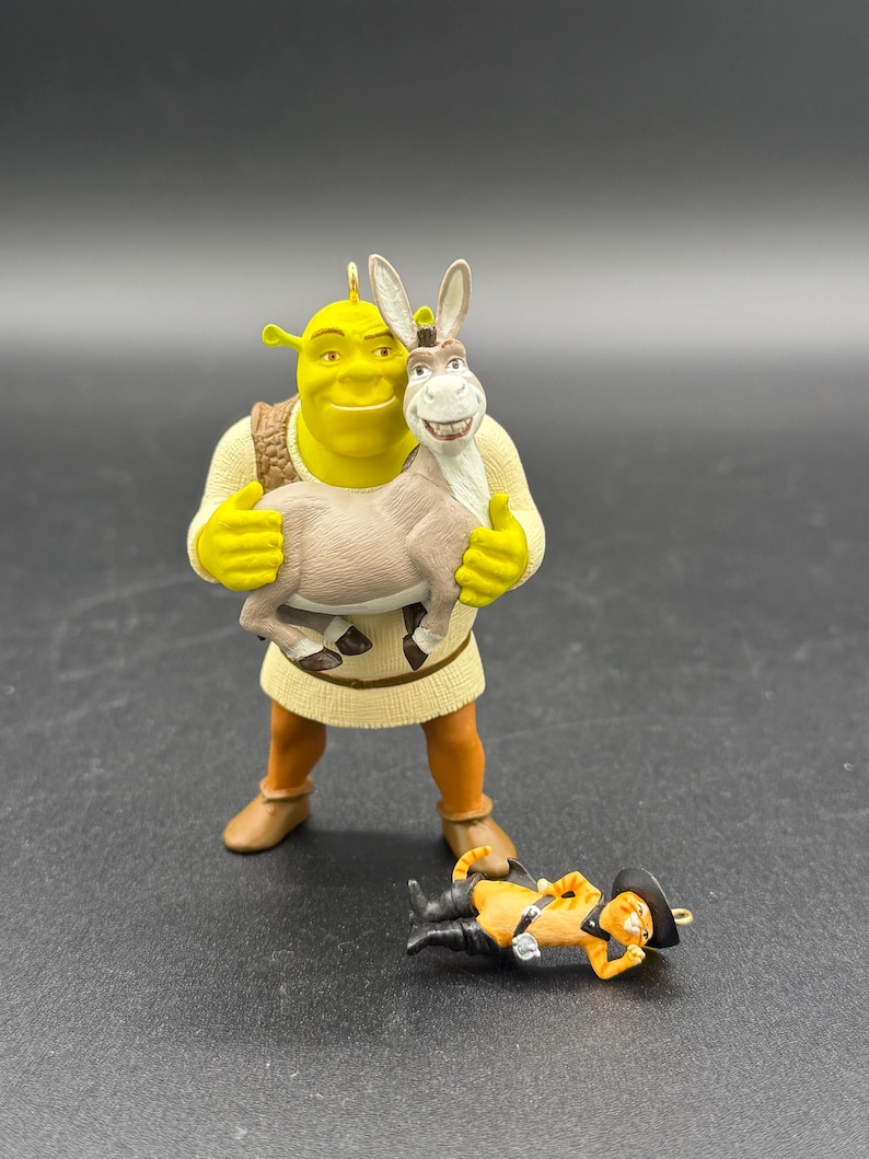 Hallmark Keepsake "shrek, Donkey, and Puss in Boots" Ornaments - Etsy