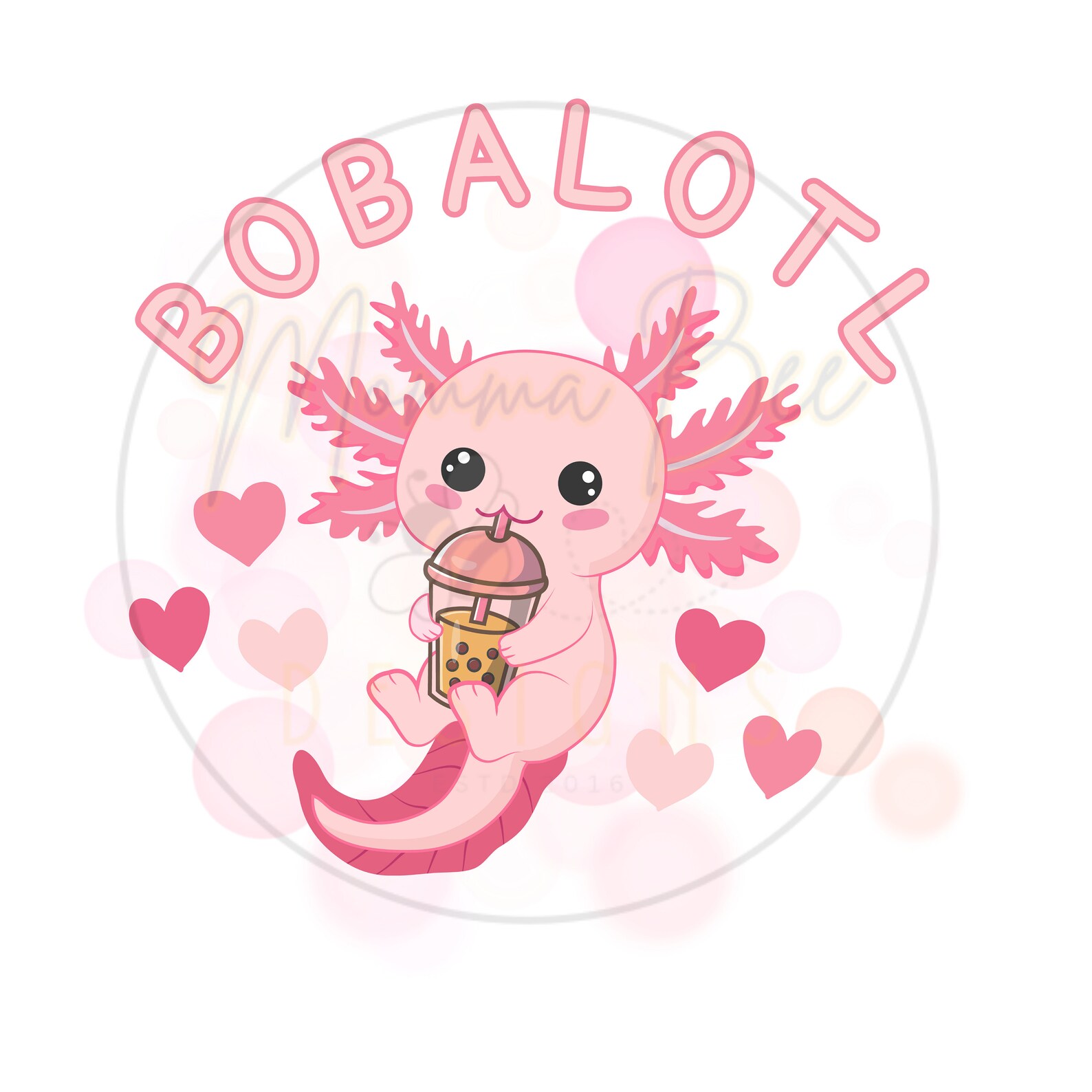 Bobalotl Axolotl Drinking Boba PNG Digital Download, Sublimation, Print ...