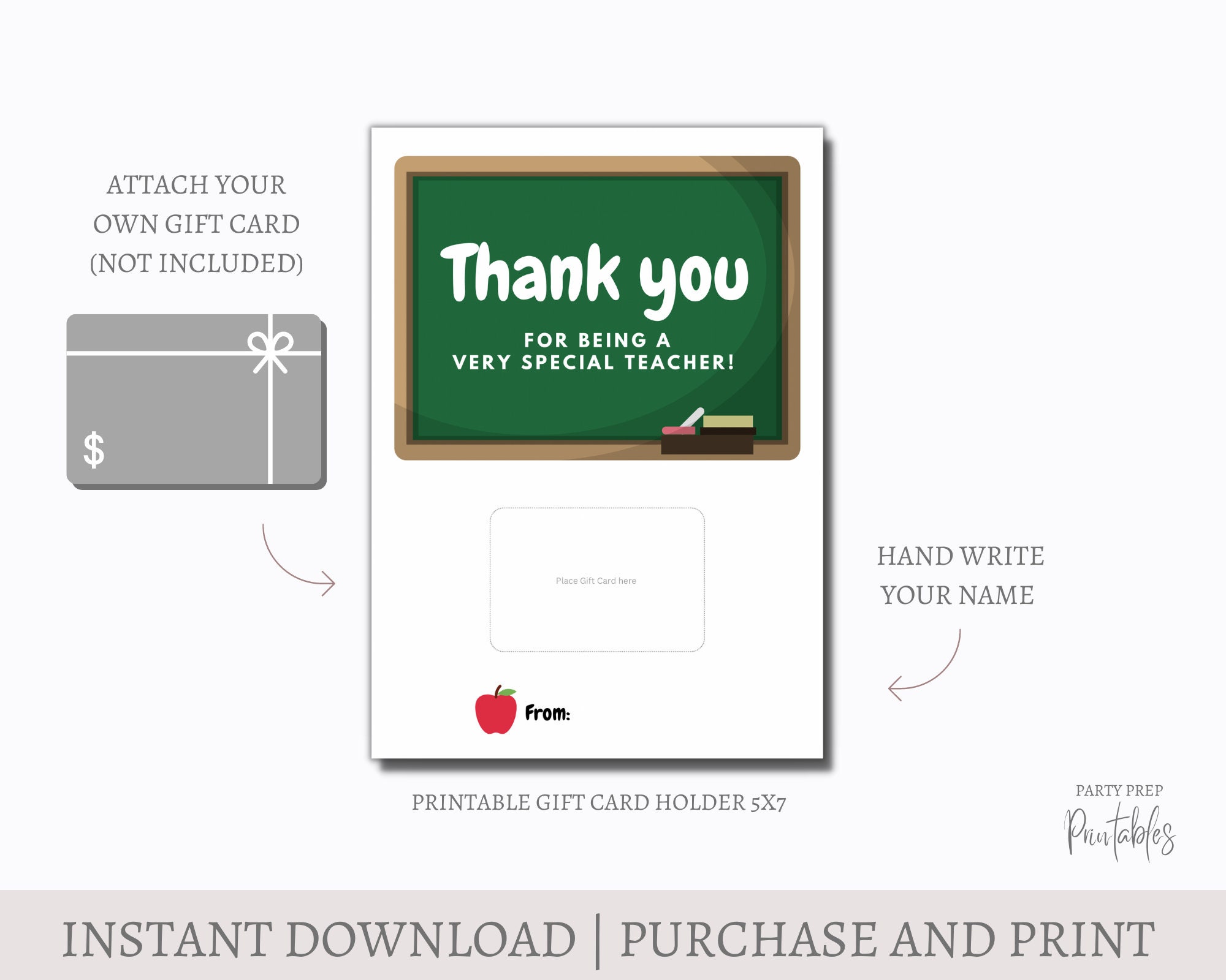 Teacher Appreciation Gift Card Holder, Teacher Thanks, Teacher Thank ...