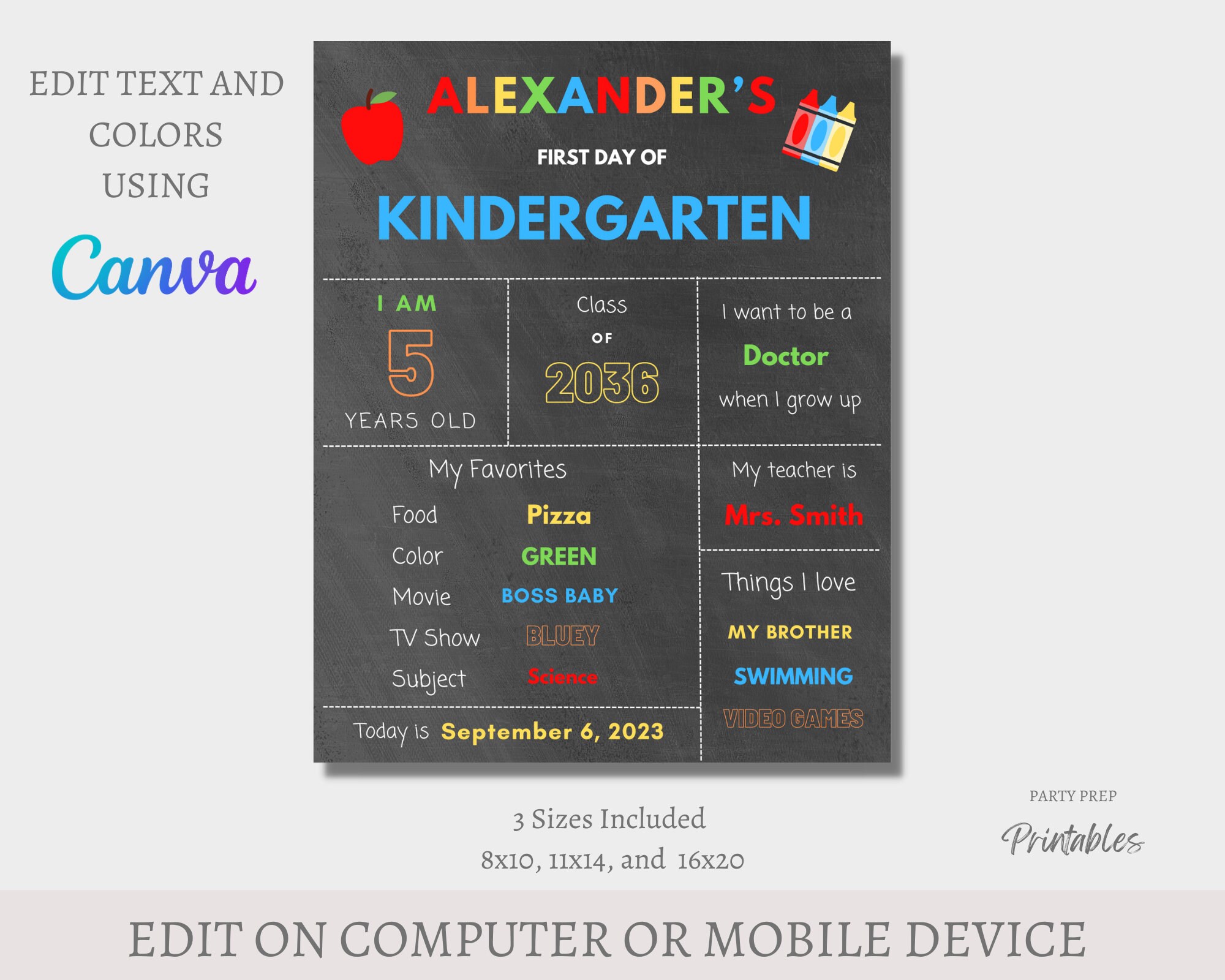 First Day of School Sign, First Day of School Printable Sign, Back to ...