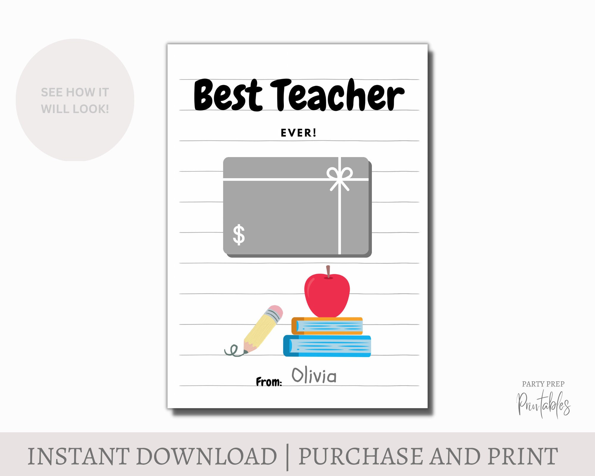 Teacher Appreciation Gift Card Holder, Best Teacher Ever, Teacher Thank ...