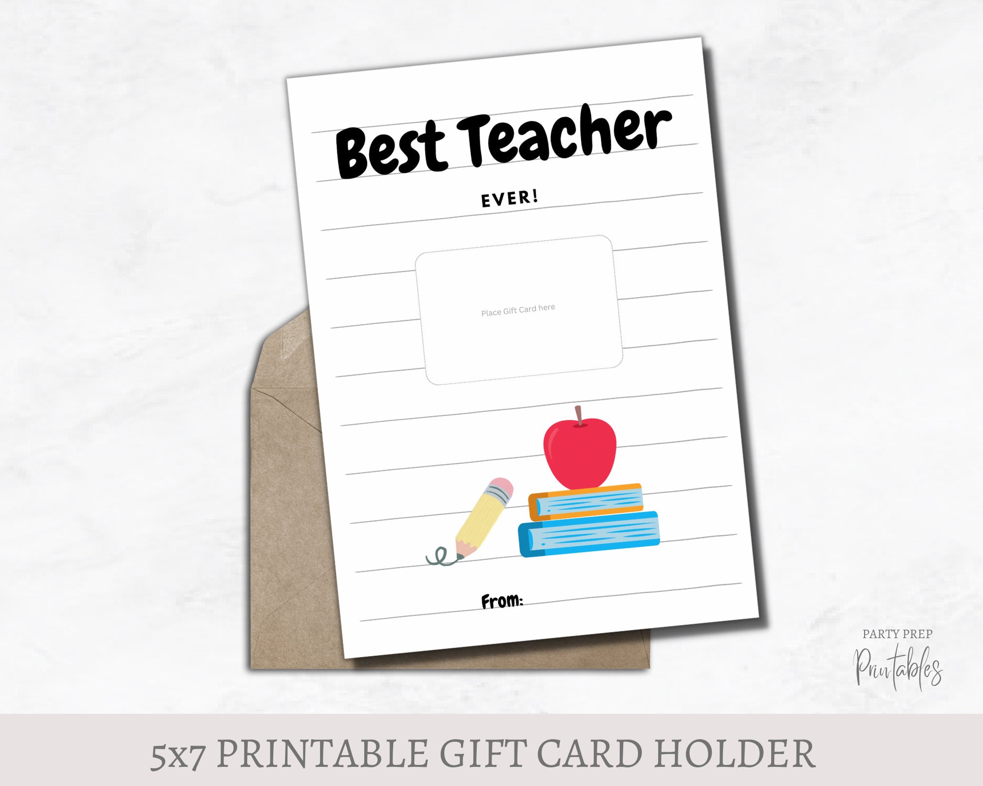 Teacher Appreciation Gift Card Holder, Best Teacher Ever, Teacher Thank ...