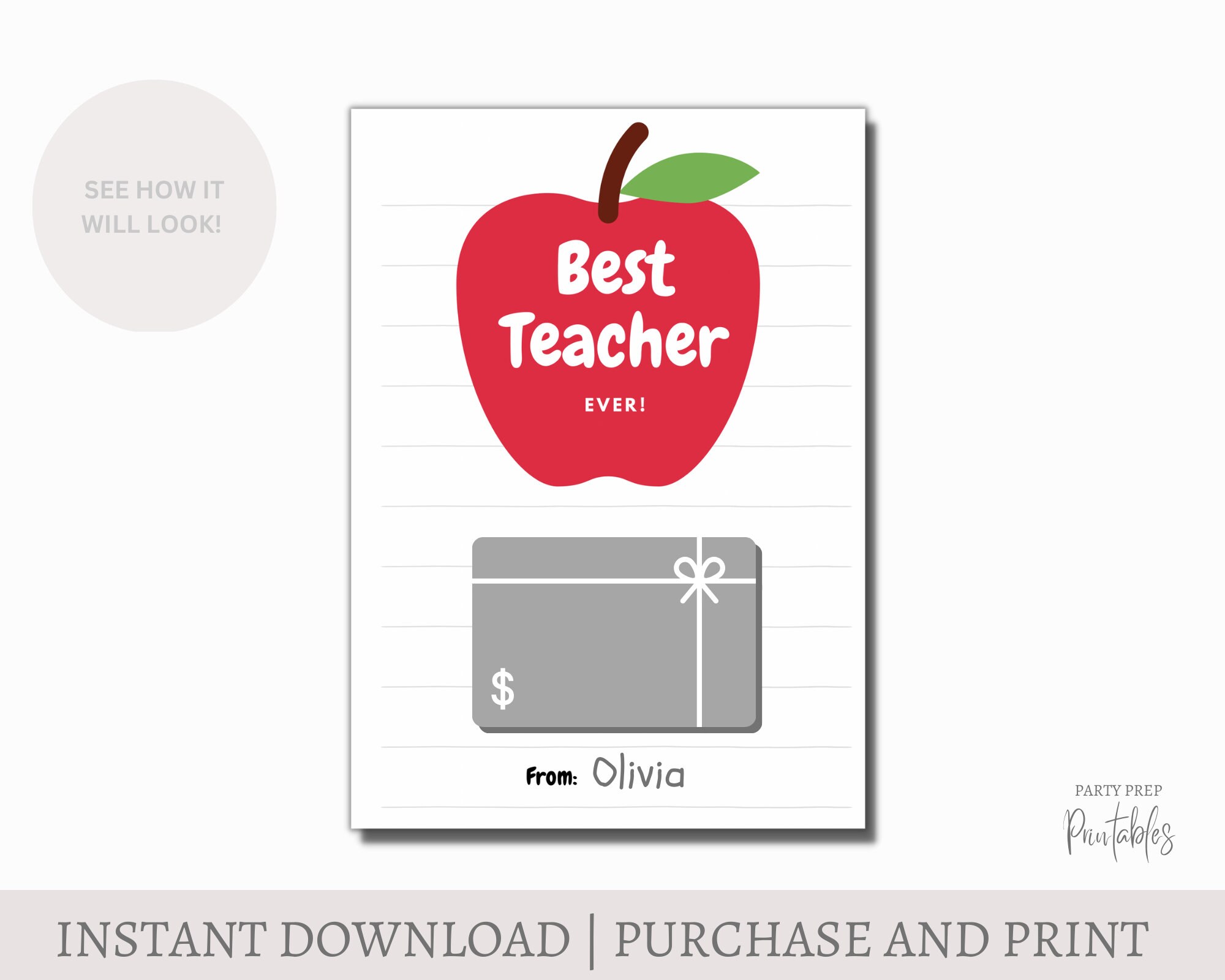 Teacher Appreciation Gift Card Holder, Best Teacher Ever, Teacher Thank ...