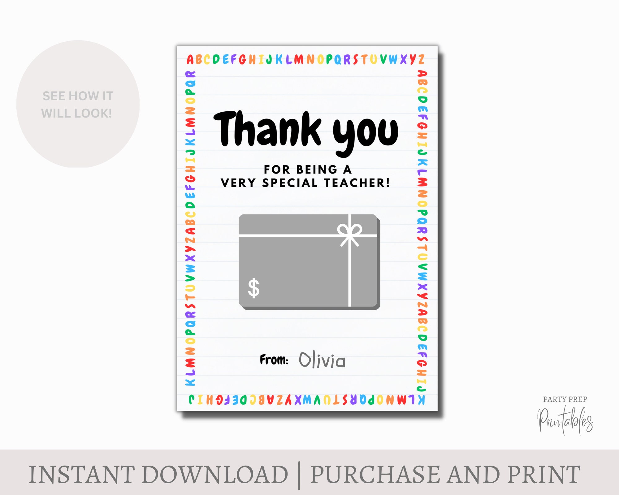 Teacher Appreciation Gift Card Holder, Teacher Thanks, Teacher Thank ...