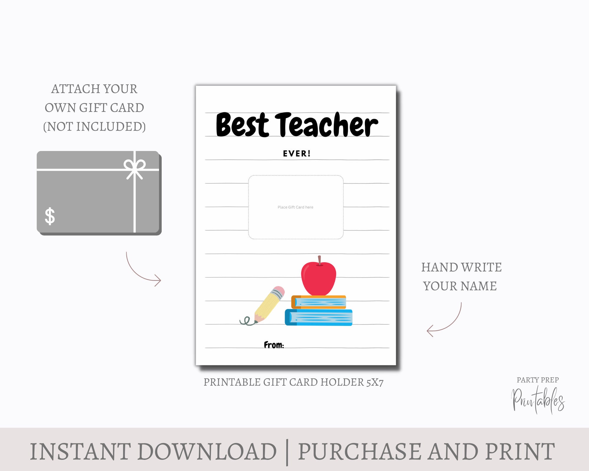 Teacher Appreciation Gift Card Holder, Best Teacher Ever, Teacher Thank ...