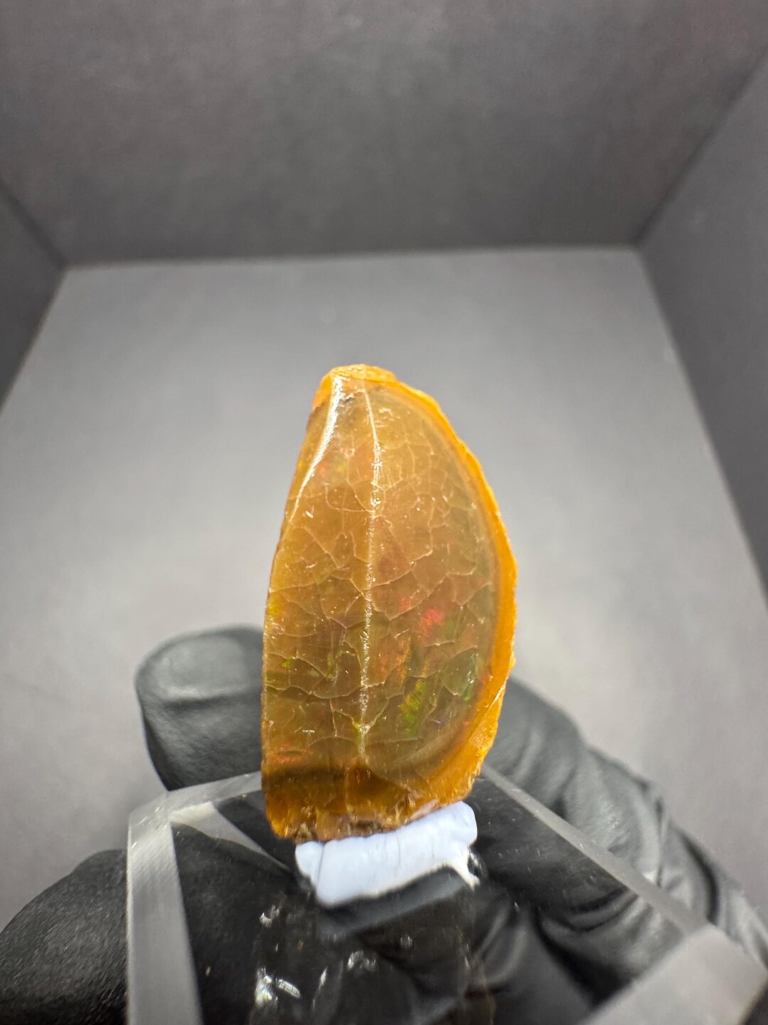 Crazed Chocolate Ethiopian Opal Specimen. (comes With Acrylic Mineral ...