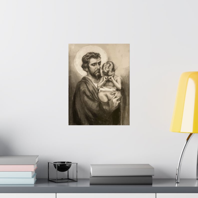 St Joseph Consoling Crying Baby Jesus, St Joseph and Baby Jesus Wall ...