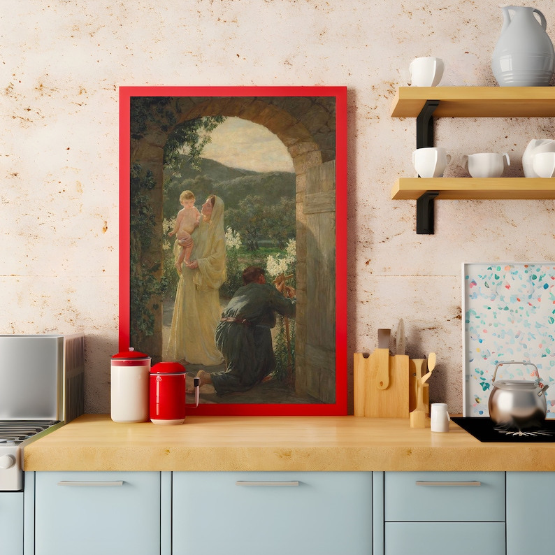 Holy Family by Their Home, Holy Family Poster, Jesus Mary and Joseph ...