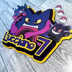 Gengar Cake Topper, Custom Gengar Topper, Pokemon Birthday, Pokémon ...