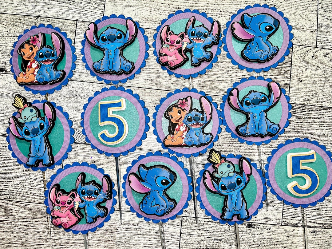 Stitch Cupcake Toppers, Lilo & Stitch Birthday, Stitch Party, Lilo and ...