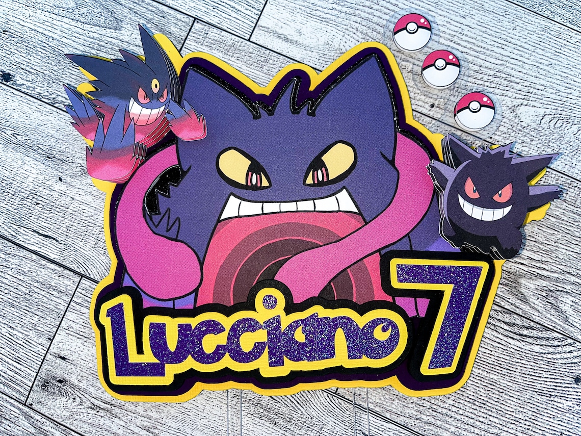 Gengar Cake Topper, Custom Gengar Topper, Pokemon Birthday, Pokémon ...