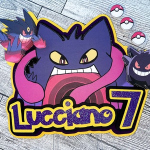Gengar Cake Topper, Custom Gengar Topper, Pokemon Birthday, Pokémon ...