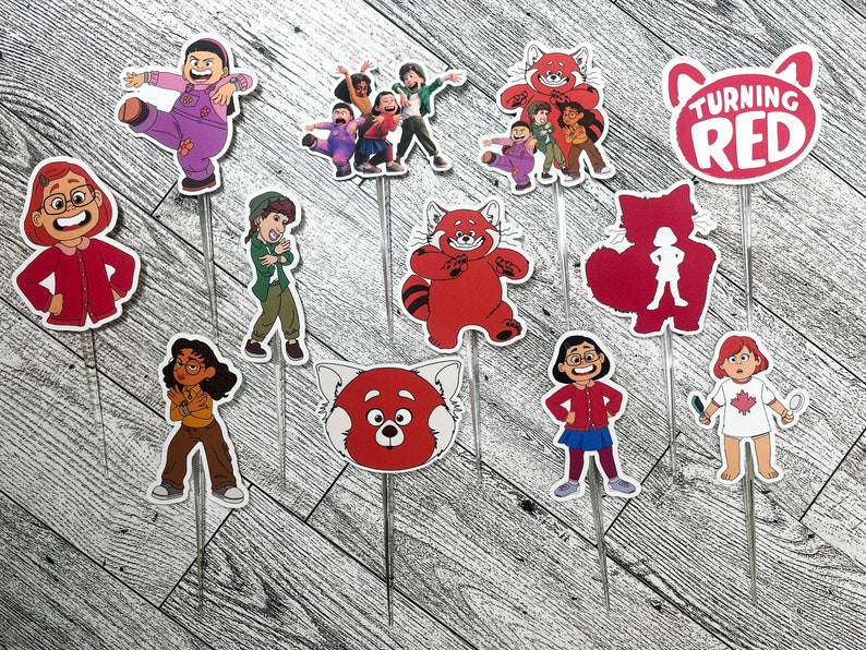 Turning Red Cupcake Toppers Turning Red Birthday Disneys - Etsy