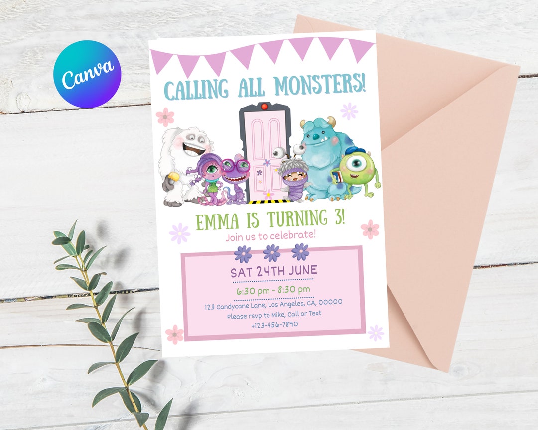Monsters Inc. Invitation Monsters Inc. Birthday Invitation Monsters In ...