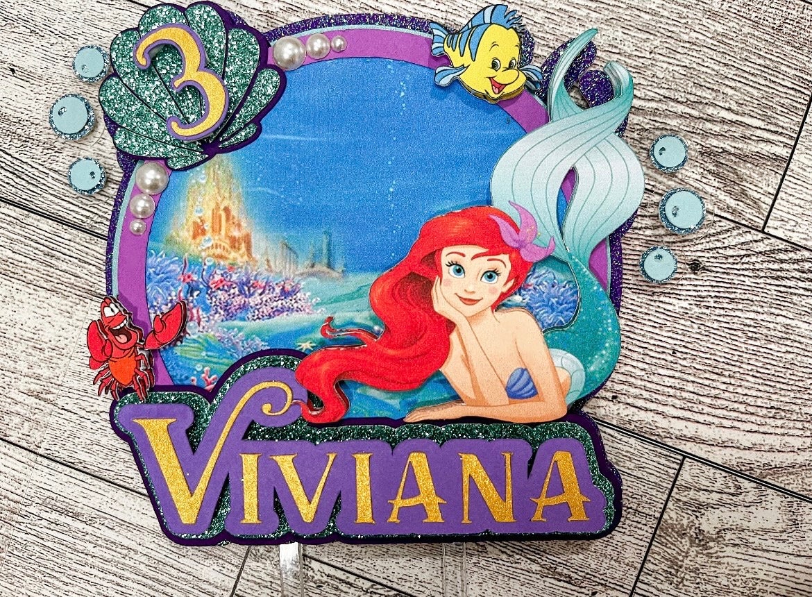 The Little Mermaid Cake Topper Custom the Little Mermaid - Etsy