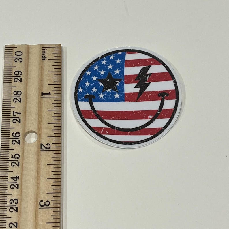 American Flag Smiley Face Vinyl Sticker - Etsy
