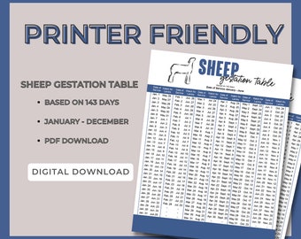 Cattle Gestation Table Digital Download Printer Friendly - Etsy