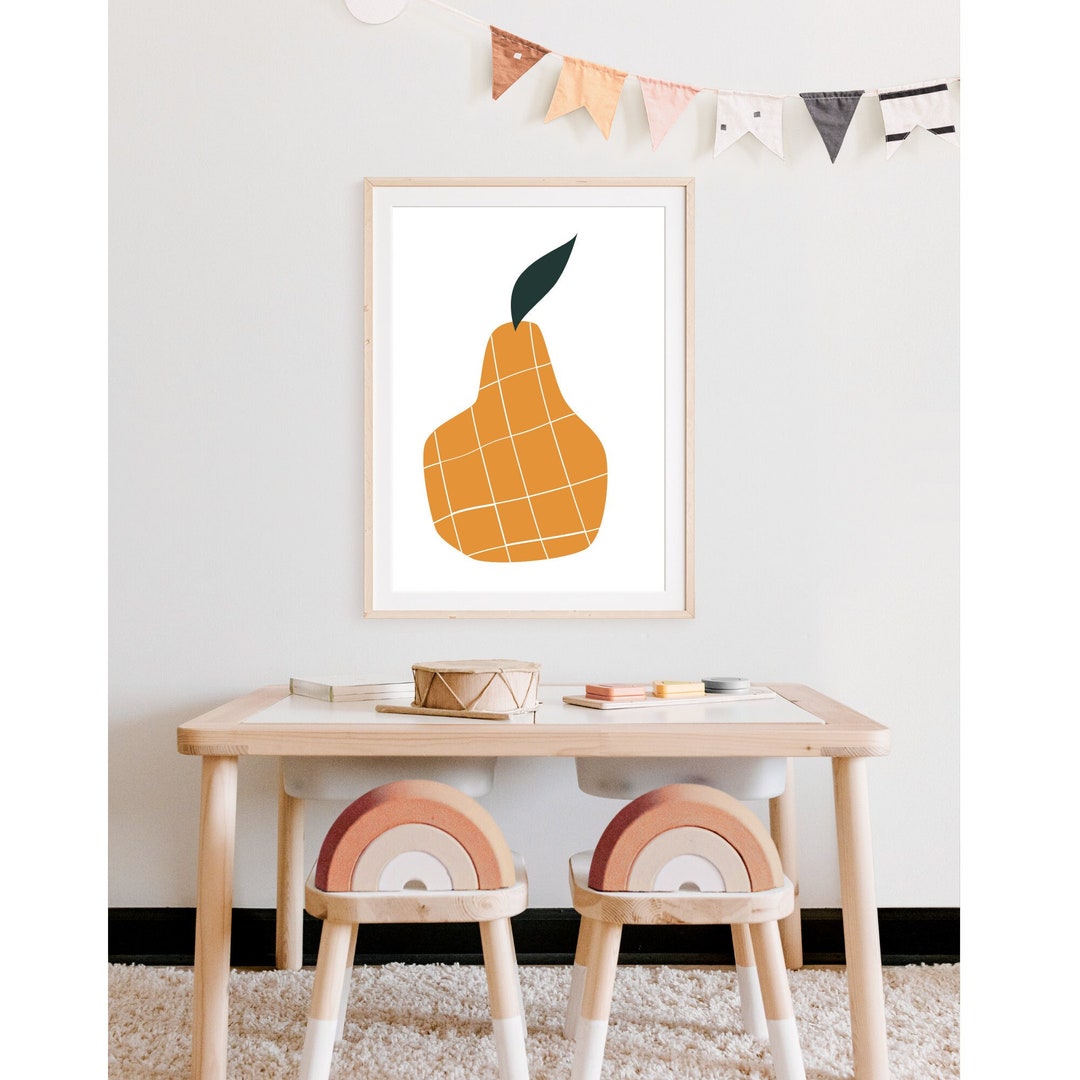 Kiddo Press Orange Pear Print Kids Art Posters, Playroom Art Modern ...