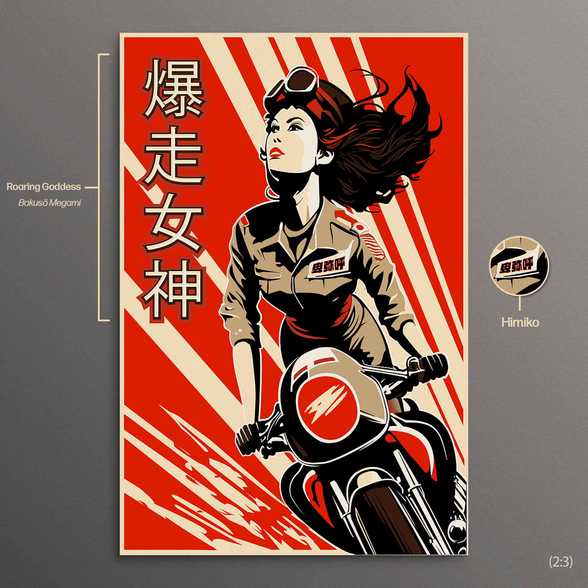 Roaring Goddess of the Bosozoku Sukeban Motorcycle Poster Vintage-style ...