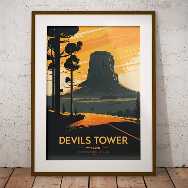 Devils Tower Vintage Poster - Etsy