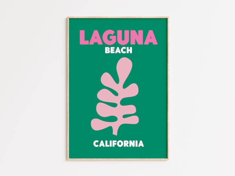 Preppy Laguna Beach Travel Poster Printable, Beachy Room Decor, Instant ...