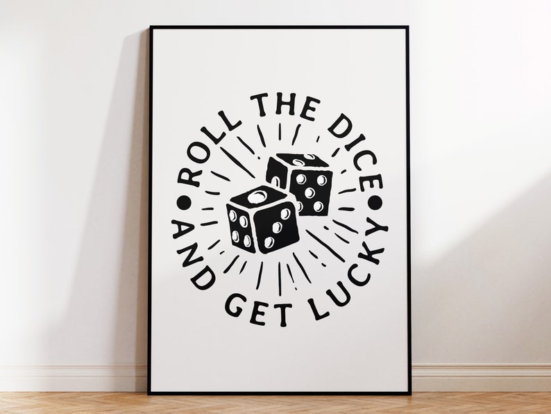 Roll the Dice Wall Art Printable, Retro Dice Poster, Digital Download ...