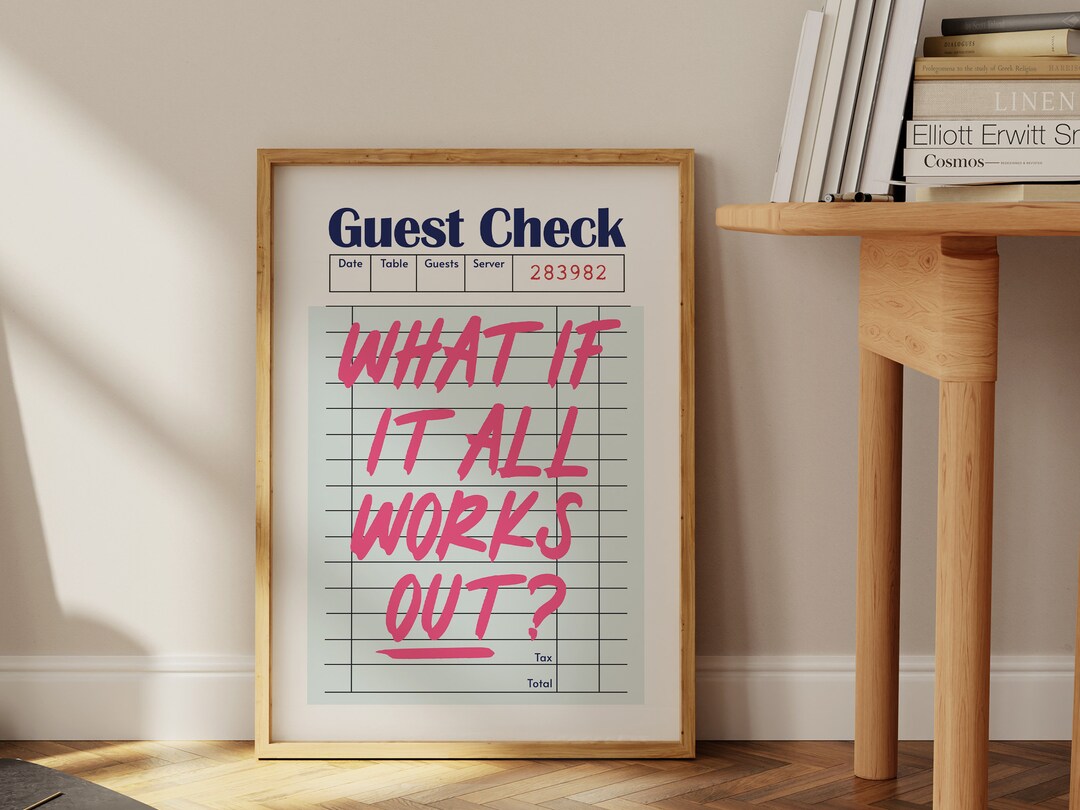 What If It All Works Out Guest Check Wall Art, Trendy Retro Guest Check ...