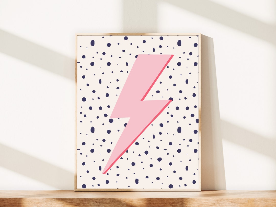 Trendy Lightning Bolt Retro Digital Download Art Printable, Pink ...