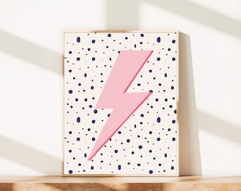Preppy Pink Lightning Bolt Digital Print - Etsy
