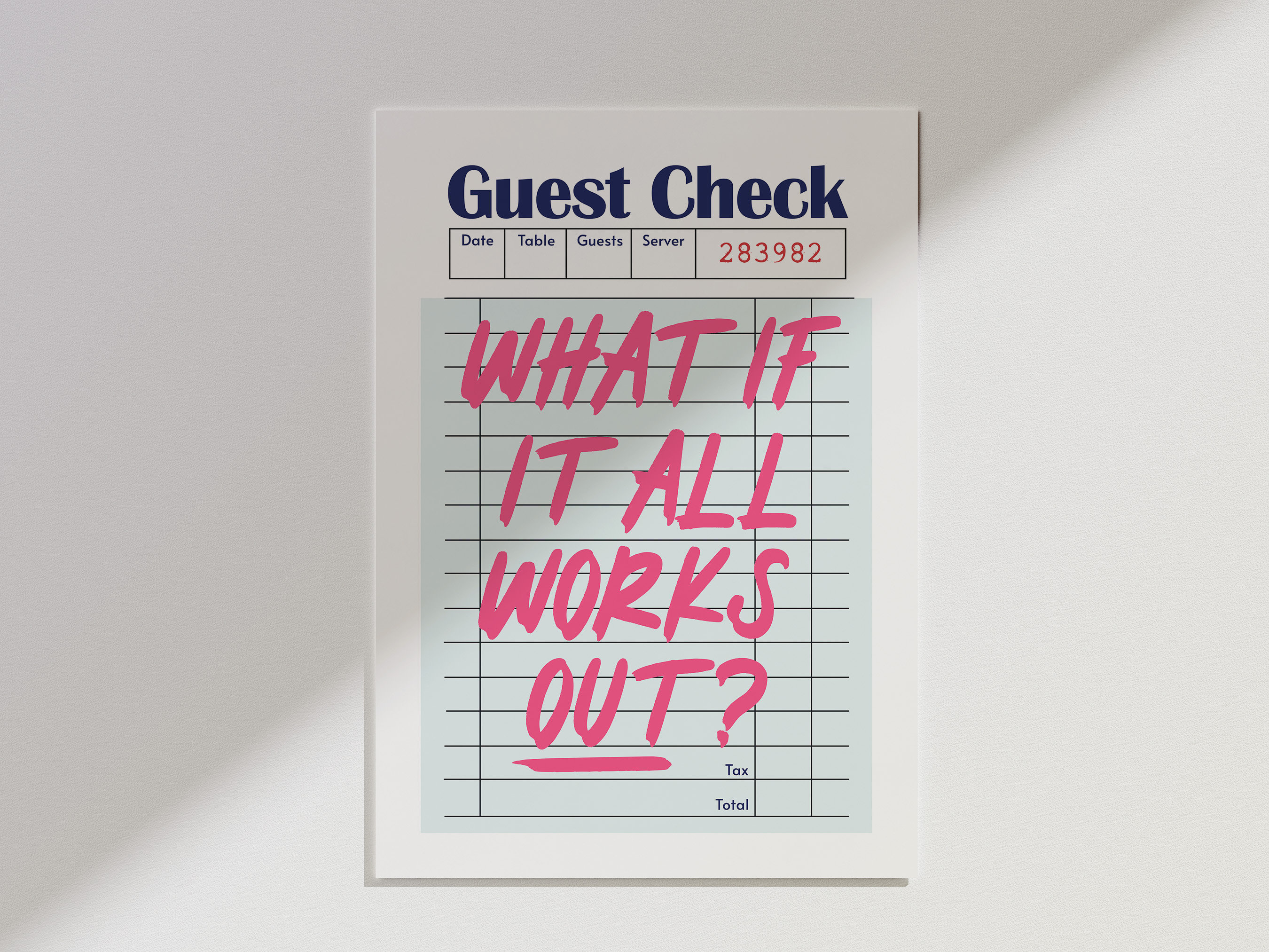 What If It All Works Out Guest Check Wall Art, Trendy Retro Guest Check ...