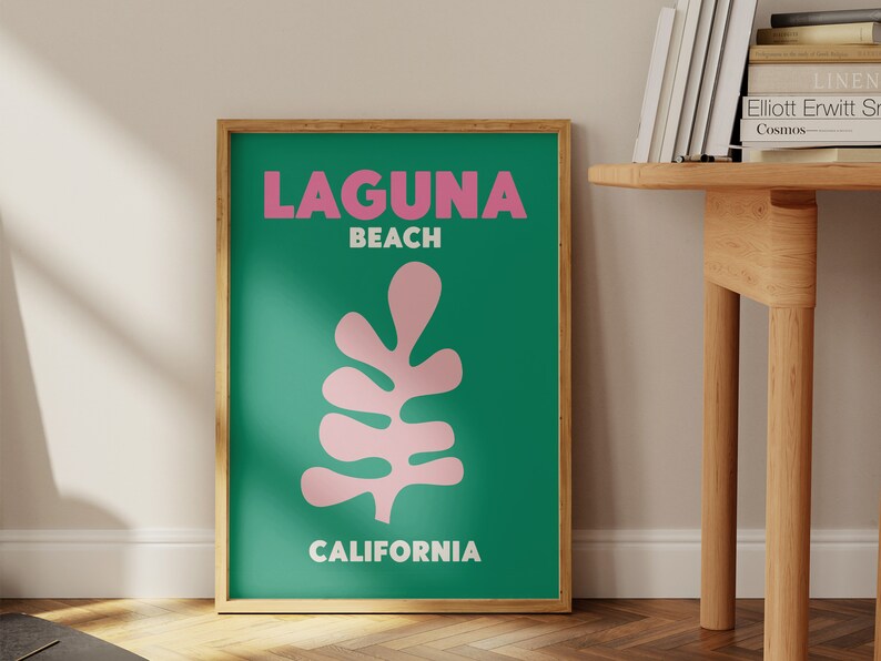 Preppy Laguna Beach Travel Poster Printable, Beachy Room Decor, Instant ...