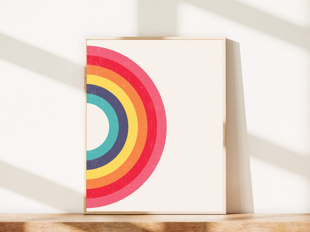 Printable Retro Rainbow Wall Art, Groovy Poster, Trendy Dorm Decor ...