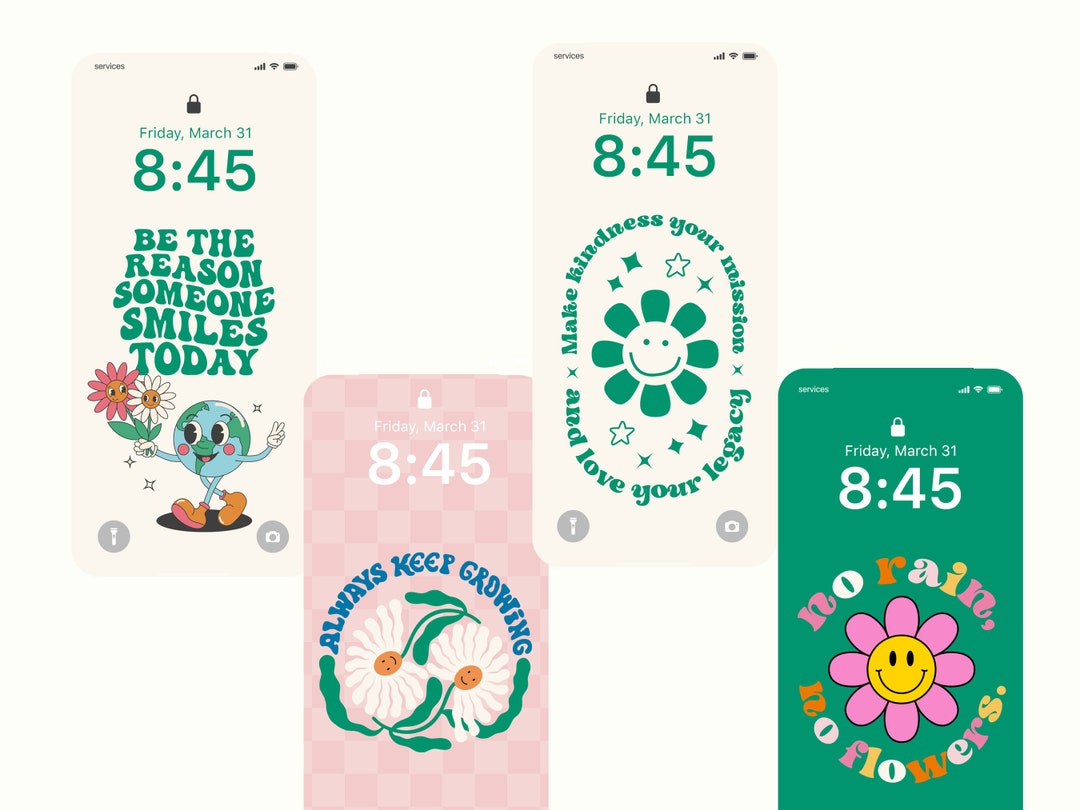 Retro iPhone Wallpaper Bundle, Set of 4 Digital Instant Download ...