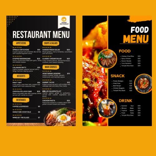 Editable Restaurant Menu Cards | Fast Food & Catering Menu Bundle ...
