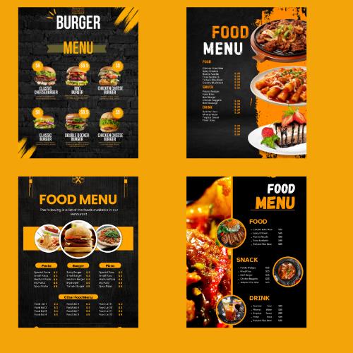 Editable Restaurant Menu Cards | Fast Food & Catering Menu Bundle ...