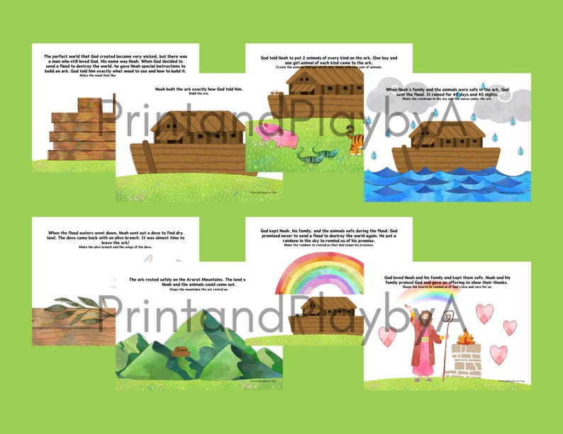 Noah's Ark Playdough Mats Printable | Flood | Bible Story | Homeschool ...
