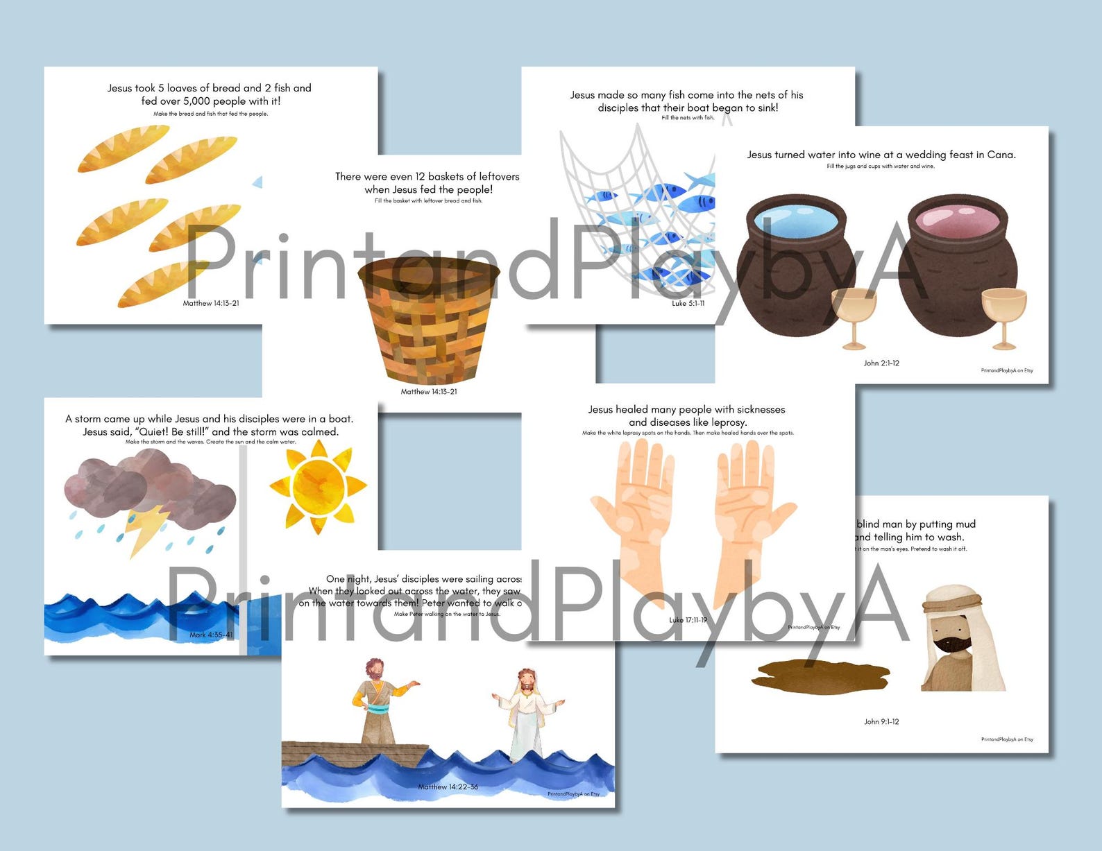 Miracles of Jesus Playdough Mats Printable | Kids Bible Activity ...