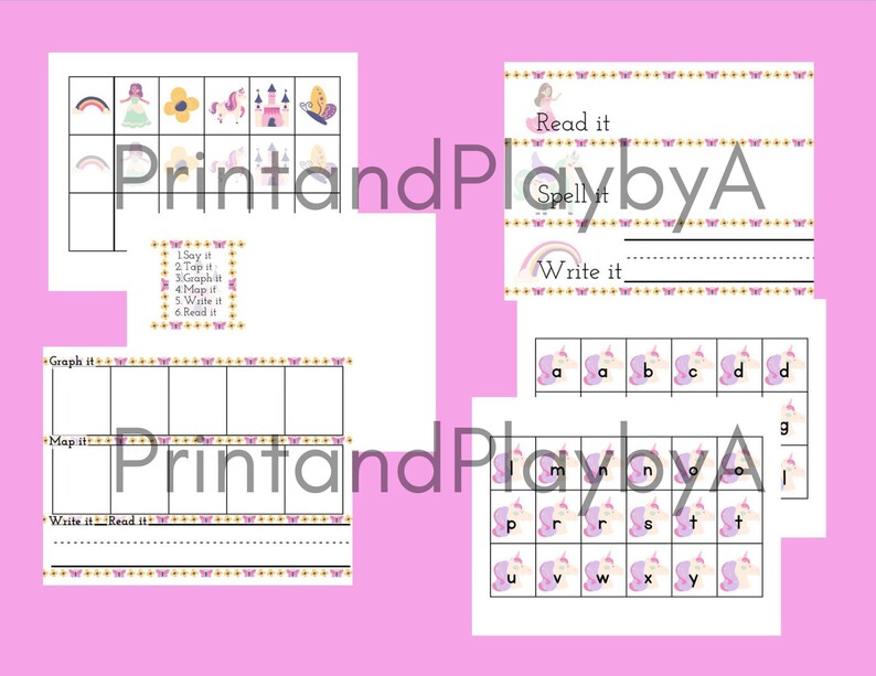 Unicorn & Princess Dolch Sight Word Practice Printable (digital File ...