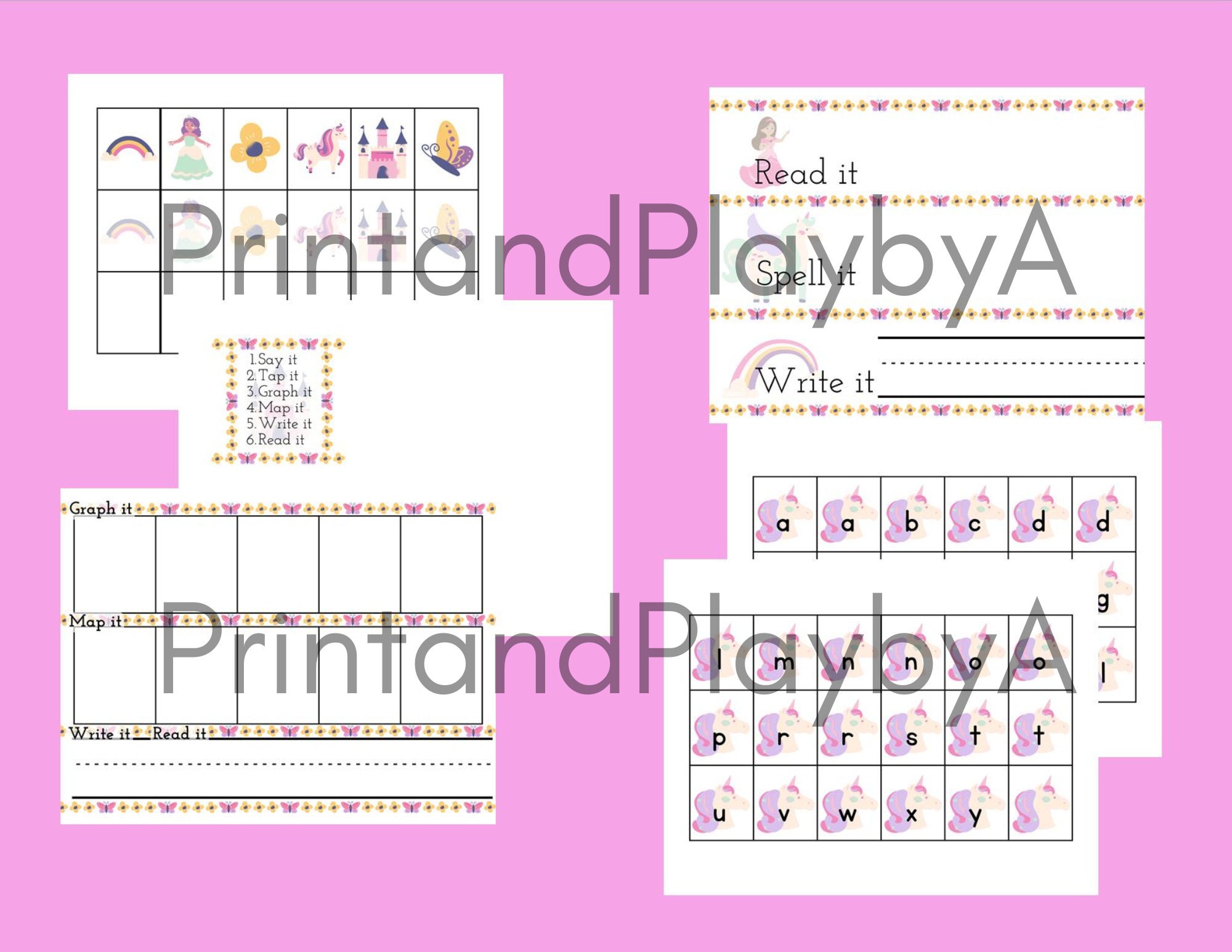 Unicorn & Princess Dolch Sight Word Practice Printable (digital File ...