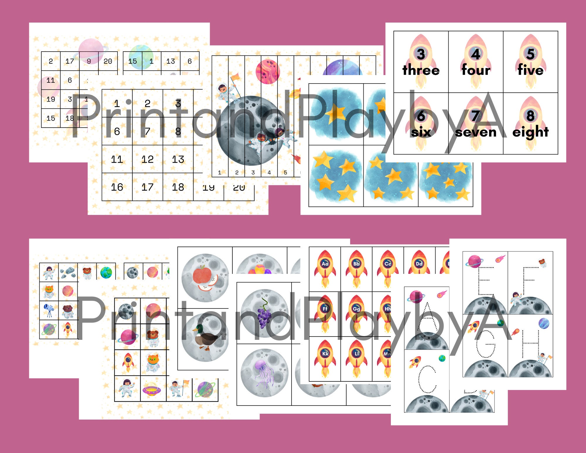 Outer Space Print and Play Pack instant Download Preschool Kindergarten ...