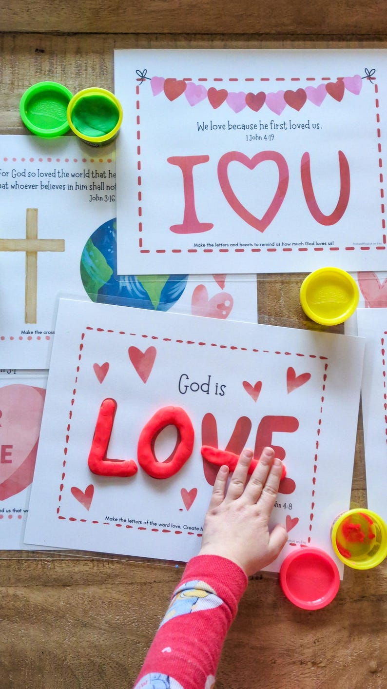 Christian Valentine's Day Playdough Mats | Printable Valentines for ...