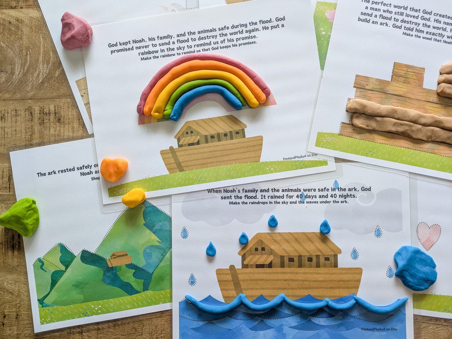 Noah's Ark Playdough Mats Printable | Flood | Bible Story | Homeschool ...