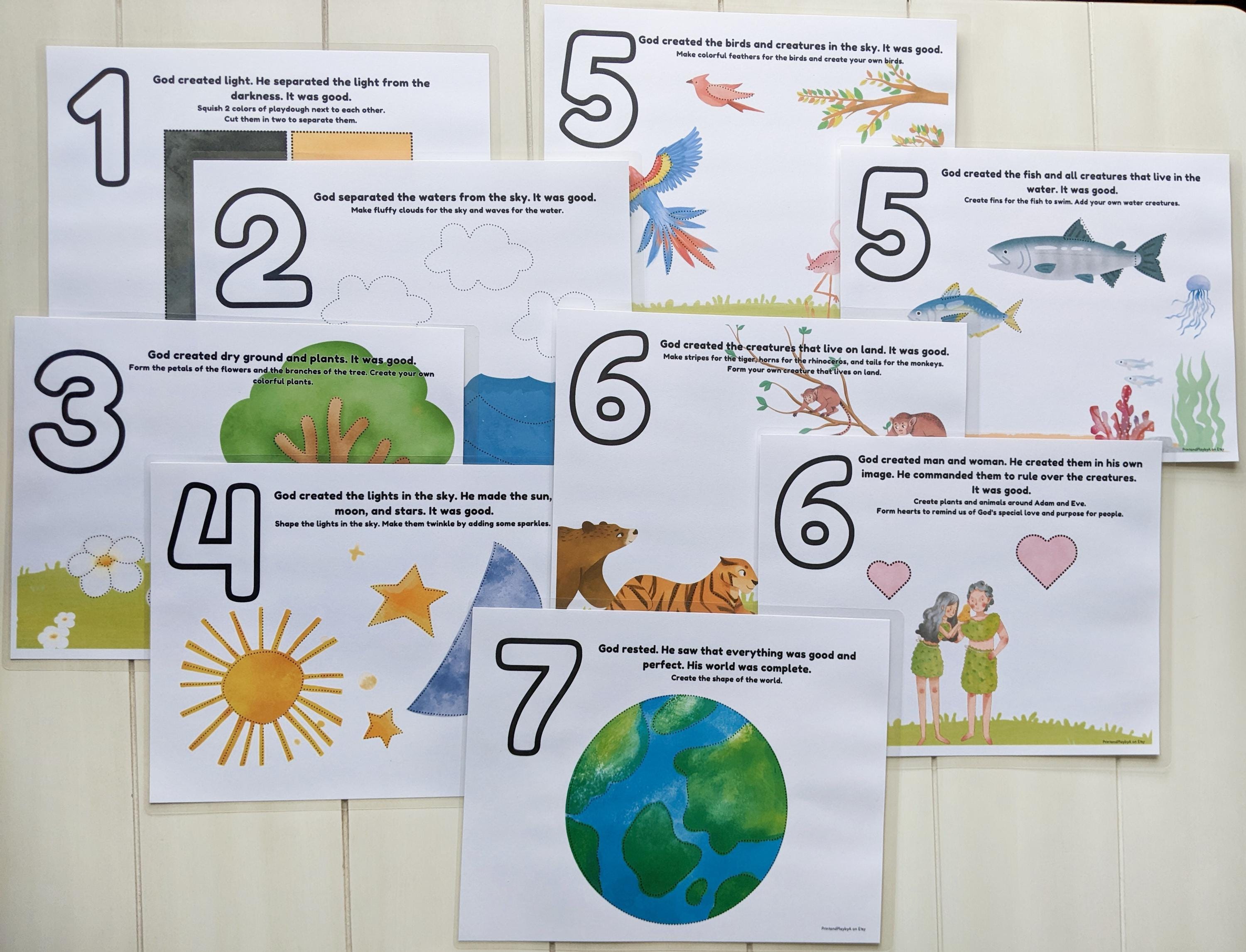 Days of Creation Playdough Mats | Instant Download | Printable | Bible ...