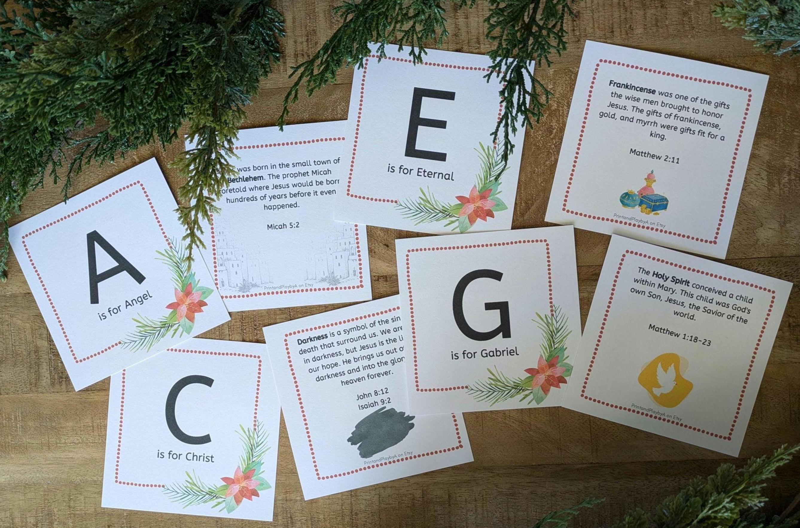 Christmas Alphabet Cards Printable | Advent ABC Cards (PDF) - Etsy