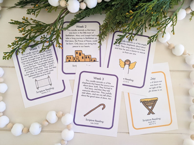 Advent Candle Cards (younger Children) Printable - Advent Wreath ...