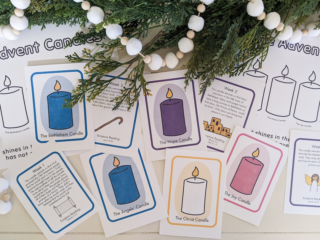 Advent Candle Cards (younger Children) Printable - Advent Wreath ...