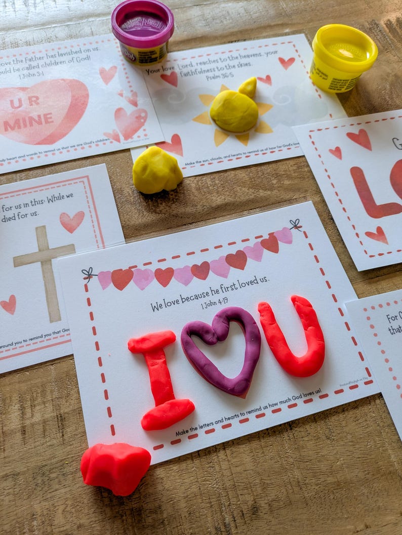 Christian Valentine's Day Playdough Mats | Printable Valentines for ...