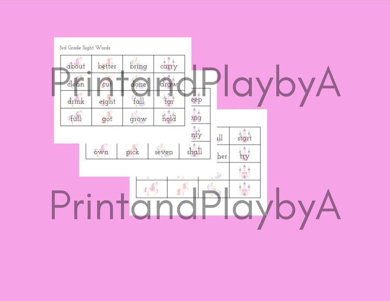 Unicorn & Princess Dolch Sight Word Practice Printable (digital File ...