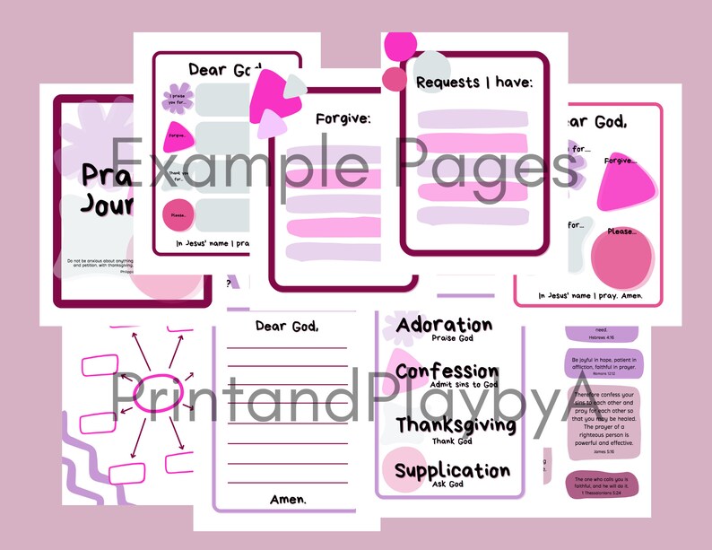 Kids' Prayer Journal Printable (pink Version) | Christian Prayer ...